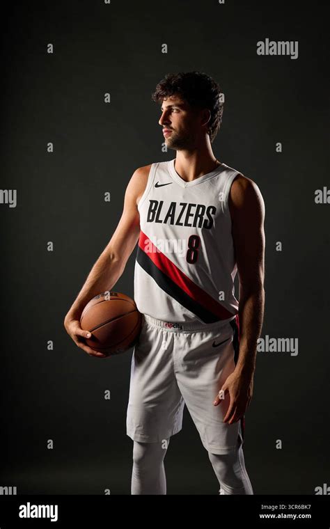Portland Trail Blazers Forward Deni Avdija Poses For Photos During The Nba Basketball Teams