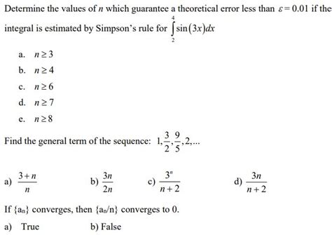 solved determine the values of n which guarantee a