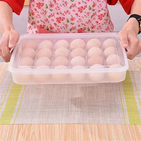 Plastic Egg 24 Grid Storage Container Holder For Refrigerator Egg Tray