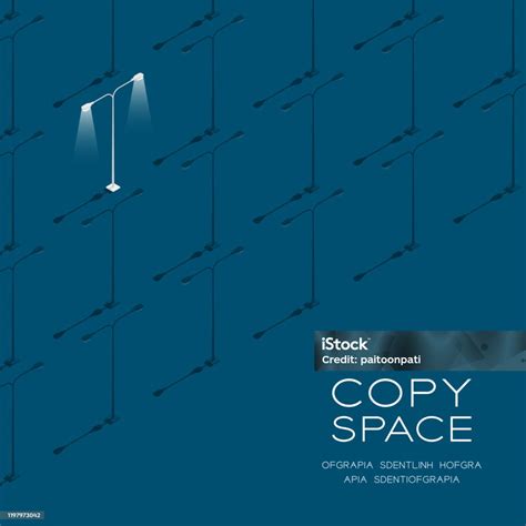 가로등 램프 3d 등각투영 패턴 전기 교통 장비 개념 포스터 및 소셜 배너 포스트 스퀘어 디자인 일러스트레이션 복사 공간 벡터 Eps 10 0명에 대한 스톡 벡터 아트 및