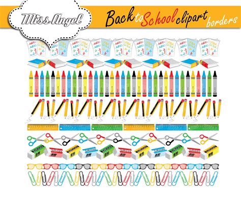 School Borders Clipart Back To School Borders School Supplies
