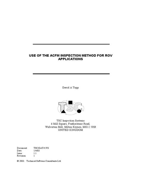 Acfm Inspection By Rov Pdf