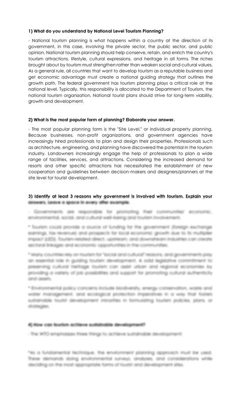 Solution Tourism Policy Planning And Development Studypool