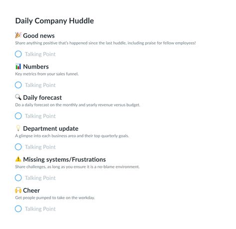 Daily Huddle Template Ai Meeting Management