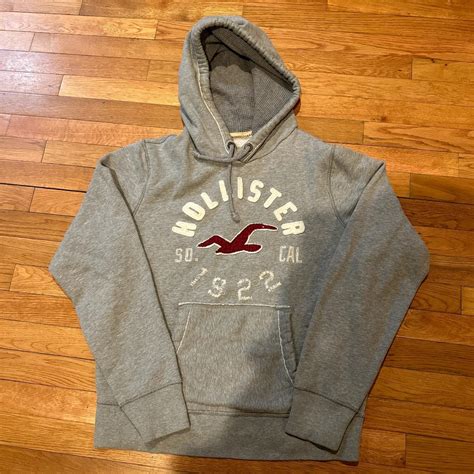 Vintage Grey Hollister Hoodie Size Large Thick Depop