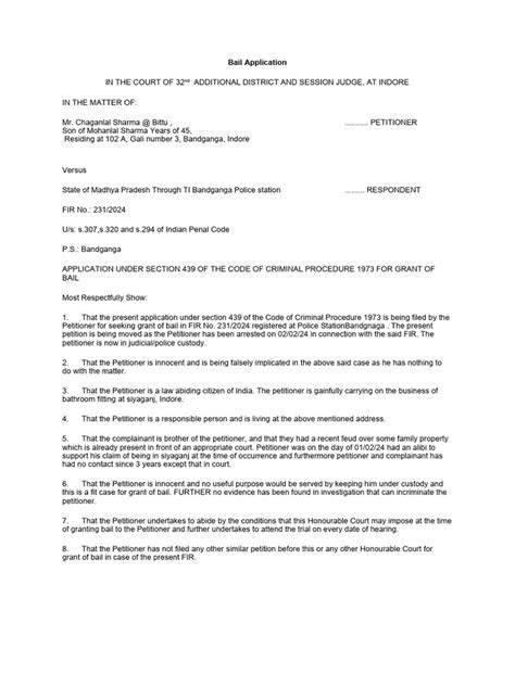 Bail Application Pdf Bail Government