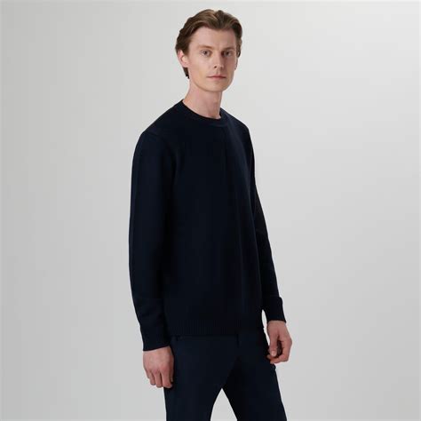 Solid Jacquard Crew Neck Sweater Bugatchi