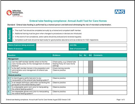 Enteral Tube Feeding Compliance Annual Audit Tool For Care Homes