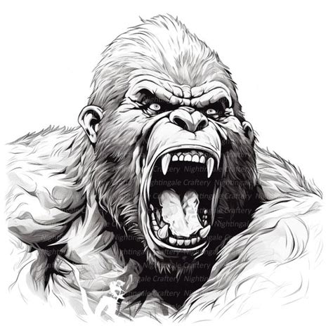 Roaring Gorilla Drawing
