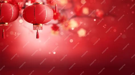 Premium Photo Beautiful Chinese New Year Red Lanterns On Festive