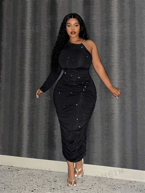 Shein Slayr Party One Shoulder Plus Size Dress Curvy Dresses Shein Uk