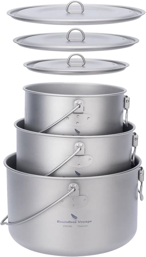 Ibasingo 3 Piece Titanium Pot Set 1 3l 1 95l 2 9l With