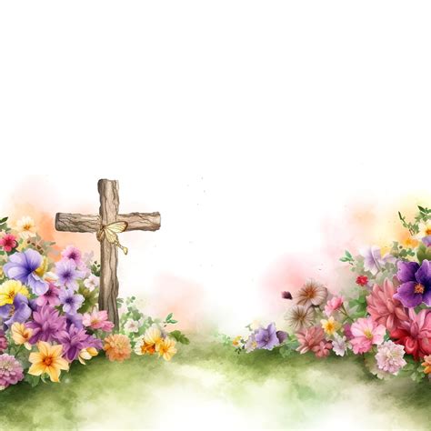 Premium Ai Image Background Flower Field Cross Religion