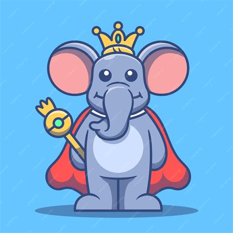 Premium Vector Cute Cartoon Elephant King Character Vector Illustration