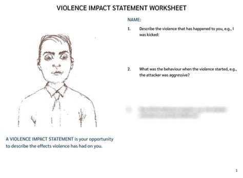 Violence Impact Statement Worksheet Uk Teaching Resources
