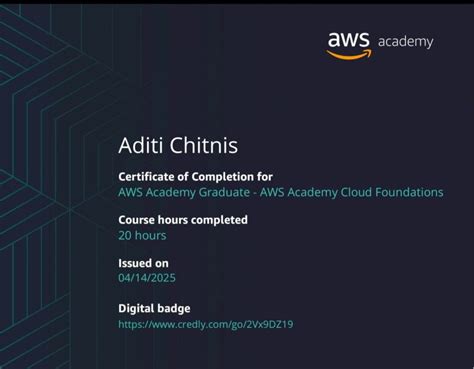 Aws Cloudcomputing Awsacademy Cloudfoundations Learningjourney Aditi Chitnis