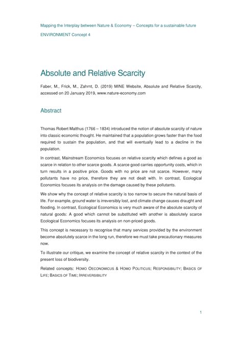 Pdf Absolute And Relative Scarcity
