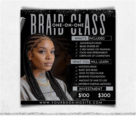 Editable Braid Class Flyer Template Braid Training Course Flyer