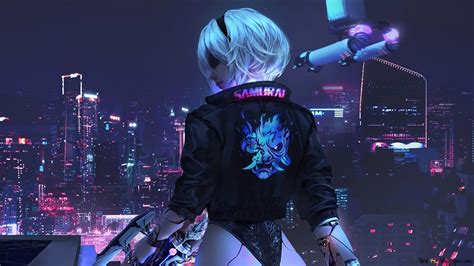 Videojuego Cyberpunk 2077 Yorha 2b 4k Descarga De Fondo De Pantalla