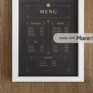 Diy Cafe Printable Menu Board Price List Signage Poster Template For