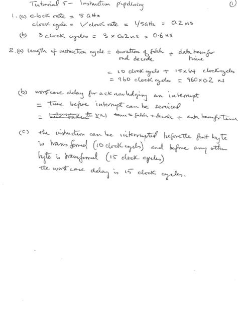 Comp2601 Tutorial 4 Pipelining Solutions Pdf