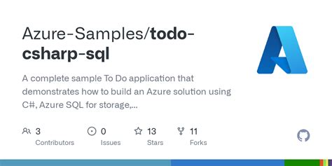Todo Csharp Sqlazureyaml At Main · Azure Samplestodo Csharp Sql · Github