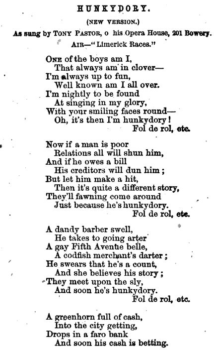 Etymology What Is The Origin Of The Phrase Hunky Dory English