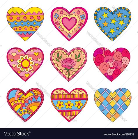 Decorative Hearts Royalty Free Vector Image Vectorstock