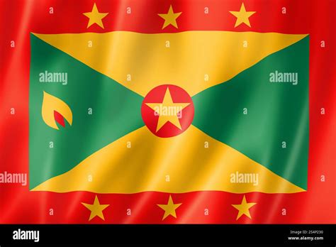 Grenada Flag Three Dimensional Render Satin Texture Grenada Flag