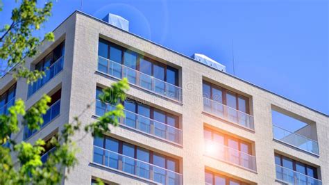 New Modern Block Of Flats In Green Area Eco Apartment Building Saving