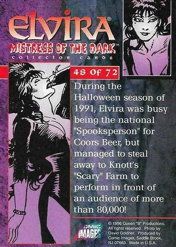 1996 Comic Images Elvira Mistress Of The Dark Checklist Card Info