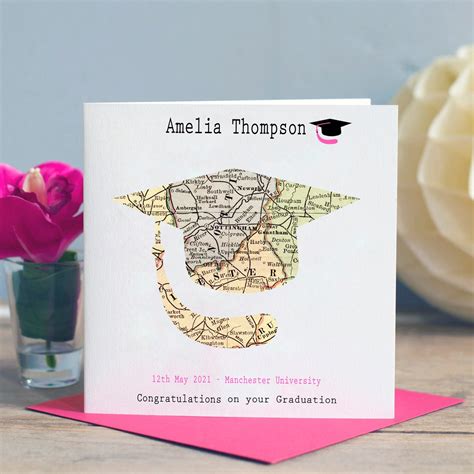 Personalized Map Graduation Card Uk City Keepsake Card Etsy