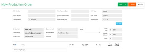 Creating A Production Order Reciprofity