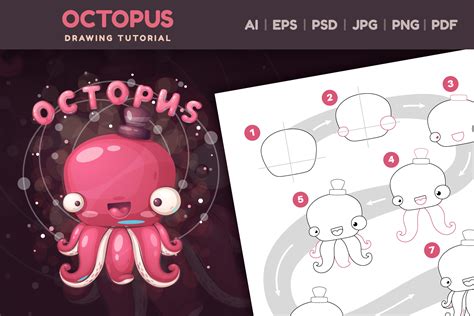 How To Draw Octopus Step By Step Drawing Graphic By Rwgusev Creative Fabrica