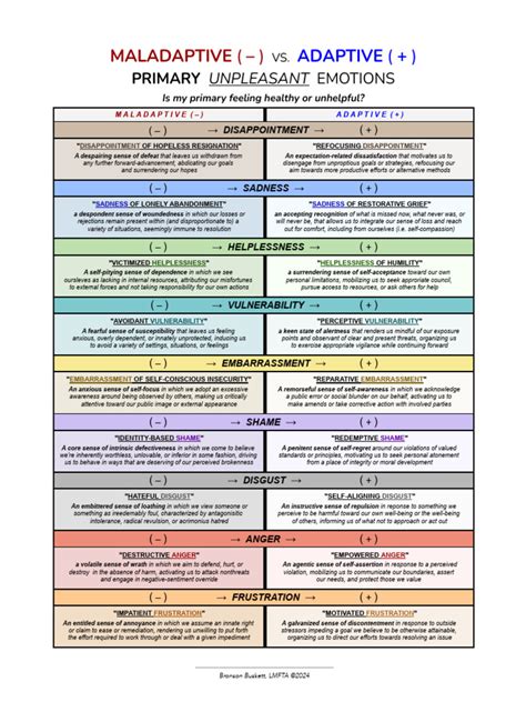 Maladaptive Vs Adaptive Primary Unpleasant Emotions V1 7 Pdf Disgust Shame