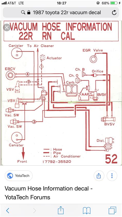 1985 1987 22r Toyota Pickup4runner Truck Vacuum Diagram Decal Repro
