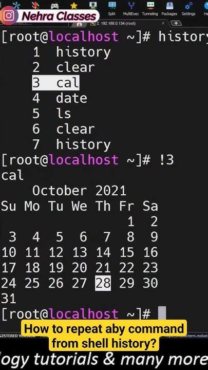repeat command from linux shell history nehra classes shorts