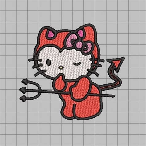 Halloween Devil Kitty Embroidery File Etsy