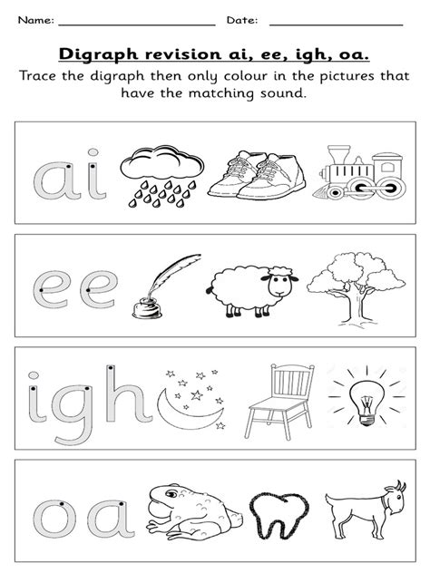 Digraph Revision Ai Ee Igh Oa Activity Sheet Pdf