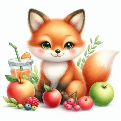 Premium Photo Watercolor Cute Wild Fox Isolated On White Background