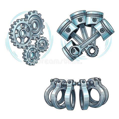 Cartoon Engine Components Illustration Stock Illustration Illustration Of Automotive Pistons