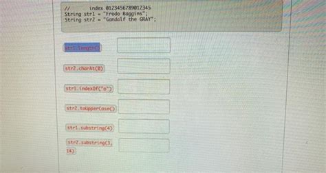 solved method name charat index indexof str length type
