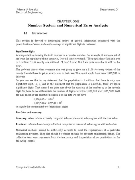 Ch 1 Number System And Numerical Error Analysis Pdf Decimal Accuracy And Precision