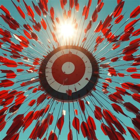 Multiple Arrows Hit Bullseye In Precision Target Art Premium Ai