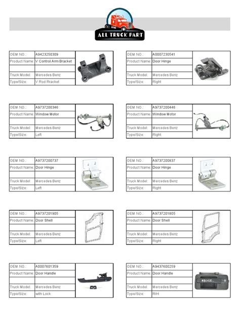 Body Parts Catalog Pdf Truck Door