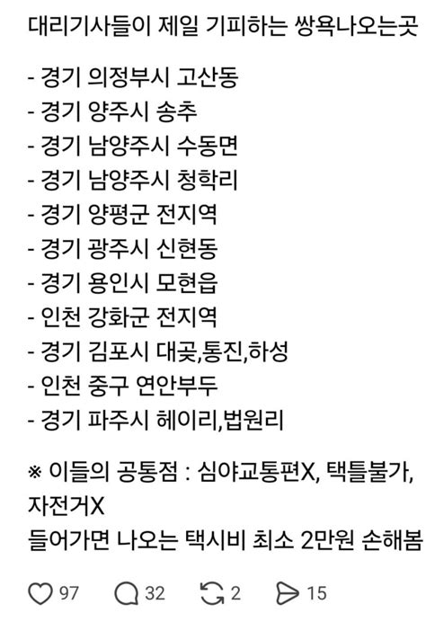 대리기사들이 제일 기피하고 쌍욕 나오는 동네 유머게시판 스포츠중계 뽕티비 해외축구중계 스포츠무료중계 Epl중계 Mlb중계 Nba중계 고화질중계