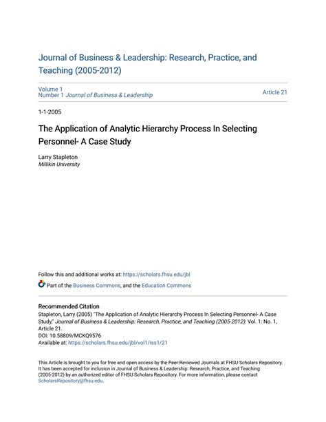 Solution The Application Of Analytic Hierarchy Process In Selecting