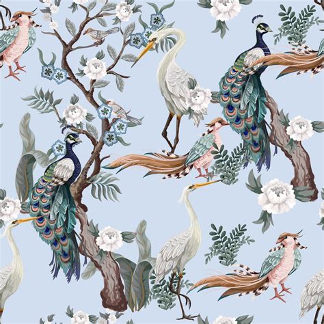 Blue Peacocks Wallpaper 25w X 125h Pre Pasted Peacock Wallpaper