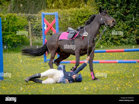 A Rider At A Local Horse Show Takes A Tumble After Failing To Negotiate