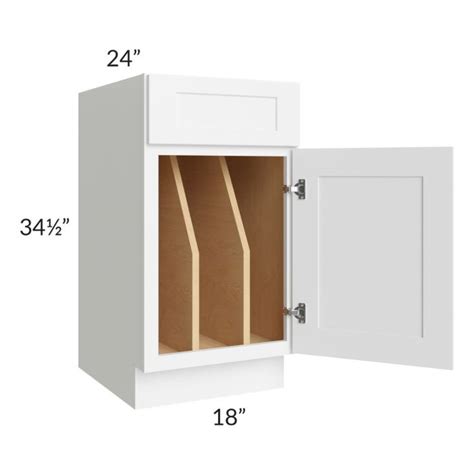 Rta Brilliant White Shaker 18 Tray Divider Base Cabinet With 2 Decora